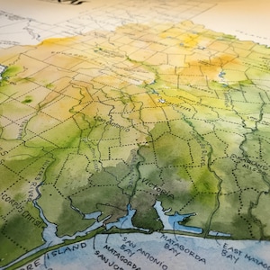 Texas State Map Watercolor Illustration TX Map Art Colorful City Texan ...