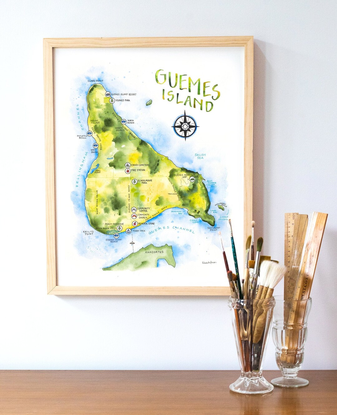 Guemes Island Map Print - Etsy