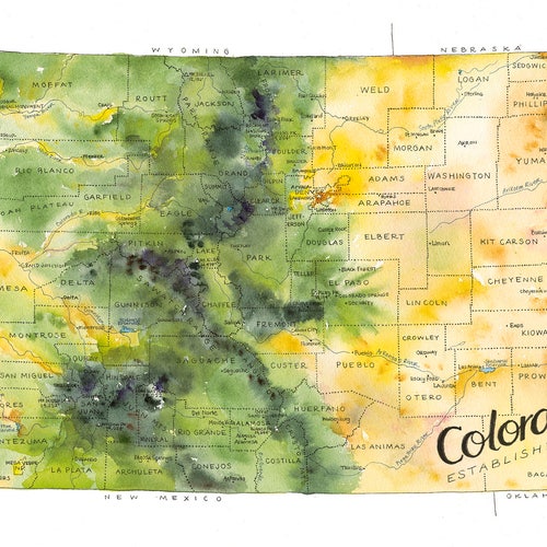 Colorado State Wall Map Large Print Poster - Etsy