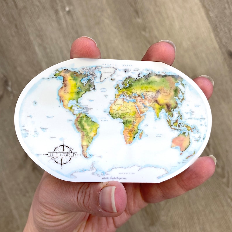 World Map Vinyl Sticker for Computer Car Laptop Water Bottle - Etsy