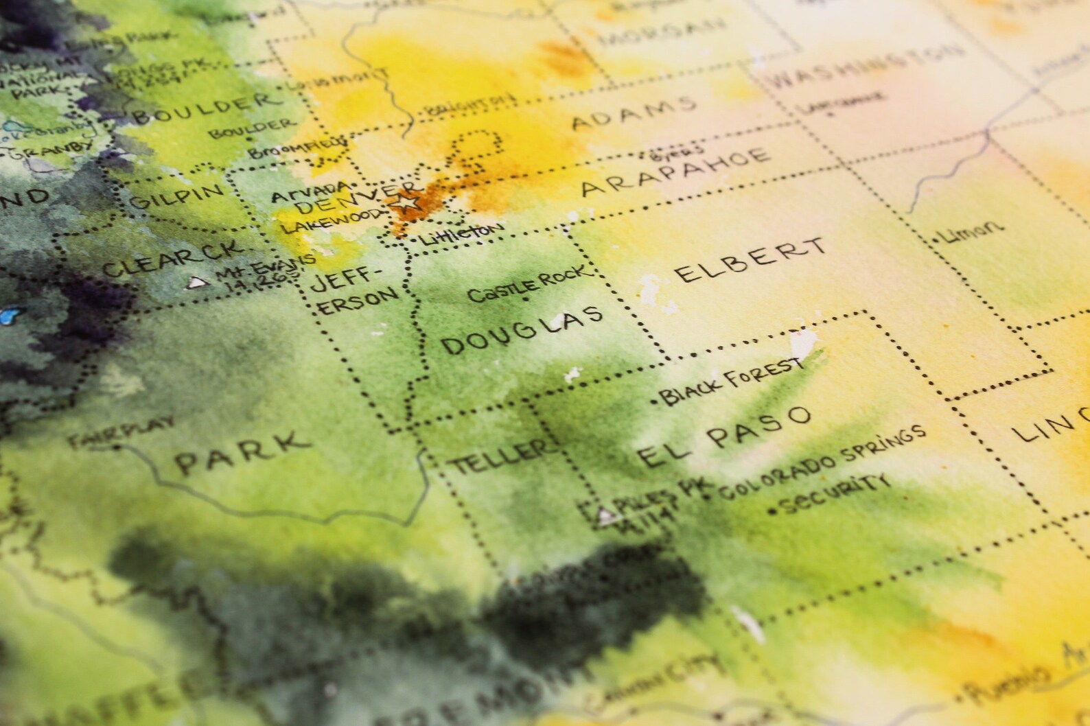 Colorado State Map Watercolor Illustration CO Map County Map - Etsy