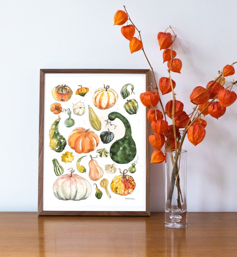 Gourd Watercolor Art Print Pumpkins Art Poster - Etsy