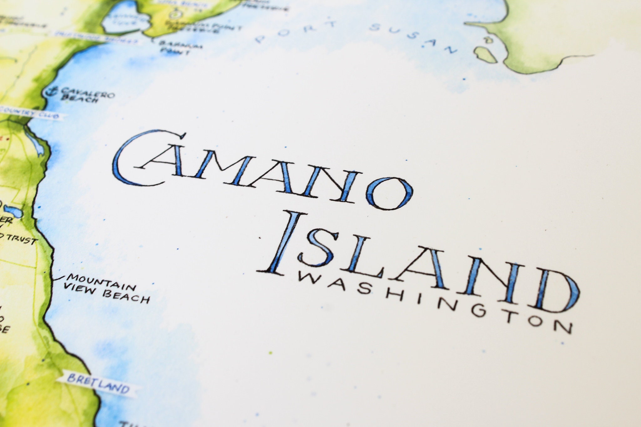 Camano Island Map Watercolor Illustration Island Stanwood Cama - Etsy