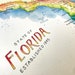 Florida Map Watercolor Illustration Colorful Vacation Map Wall FL Art ...