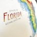 Florida Map Watercolor Illustration Colorful Vacation Map Wall FL Art ...
