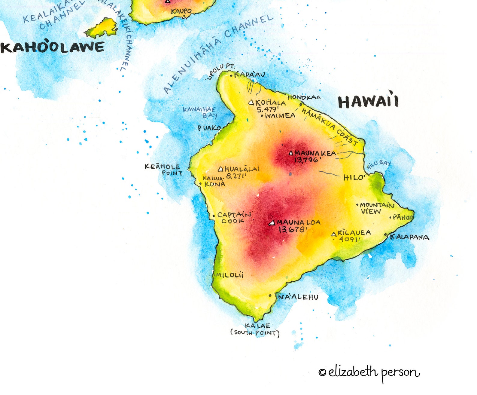Hawaii Map Watercolor Illustration HI Hawaiian Islands Hawaii | Etsy
