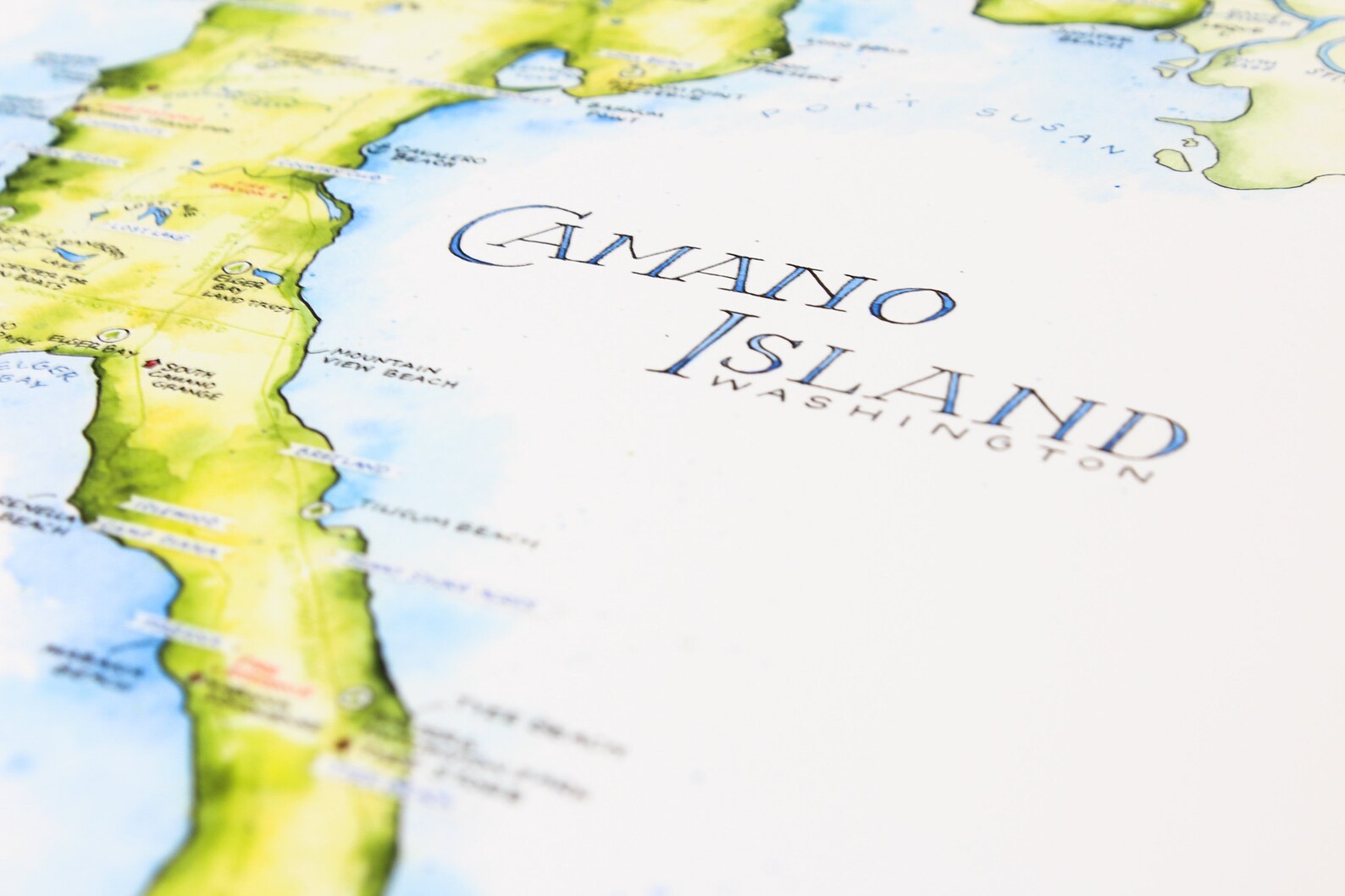Camano Island Map Watercolor Illustration Island Stanwood Cama - Etsy