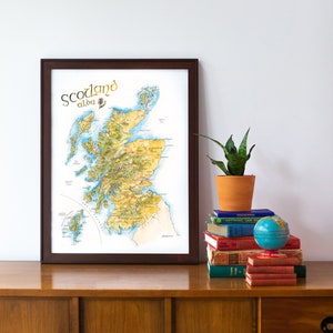 Scotland Map Watercolor Illustration Alba Scottish Highlands Counties ...