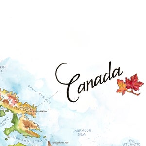 Canada Map Watercolor Illustration Country Map Canadian Province Map ...