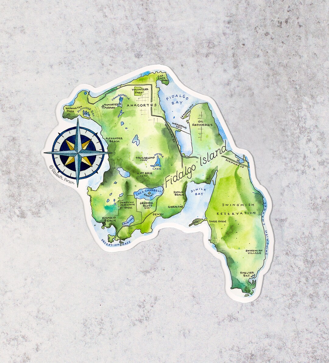 Fidalgo Island Vinyl Sticker - Anacortes Washington - Etsy