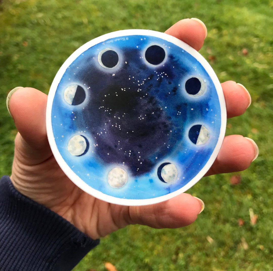 Lunar Cycle Sticker Moon Phases Full Moon Equinox Solstice Celestial ...