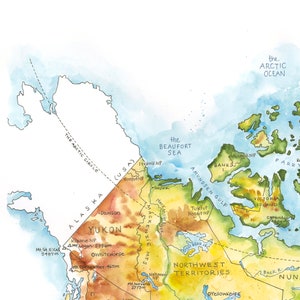 Canada Map Watercolor Illustration Country Map Canadian Province Map ...