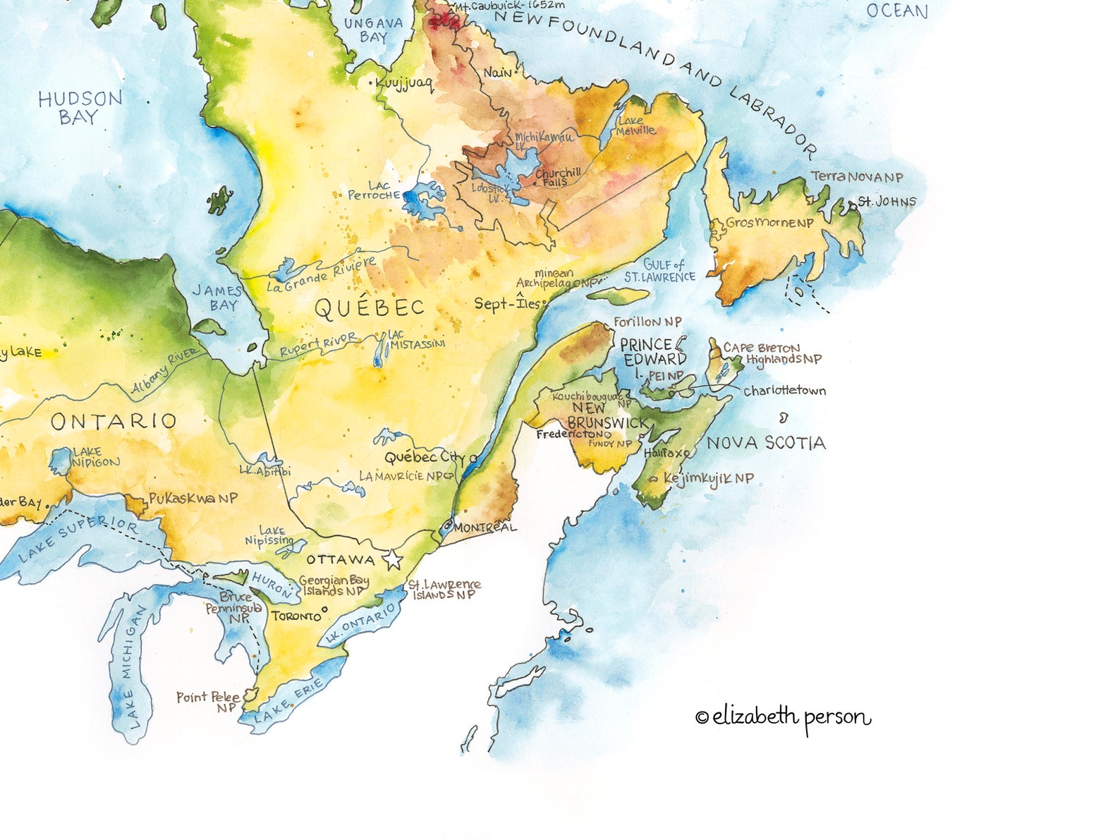 Canada Map Watercolor Illustration Country Map Canadian - Etsy