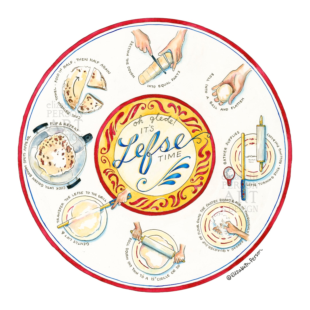 Lefse Time Watercolor Illustration Scandinavian Norwegian Swedish Art ...