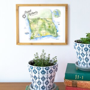 Point Roberts Map Watercolor Illustration US Canada Enclave Tsawwassen ...