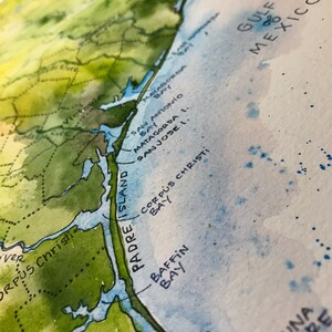 Texas State Map Watercolor Illustration TX Map Art Colorful City Texan ...