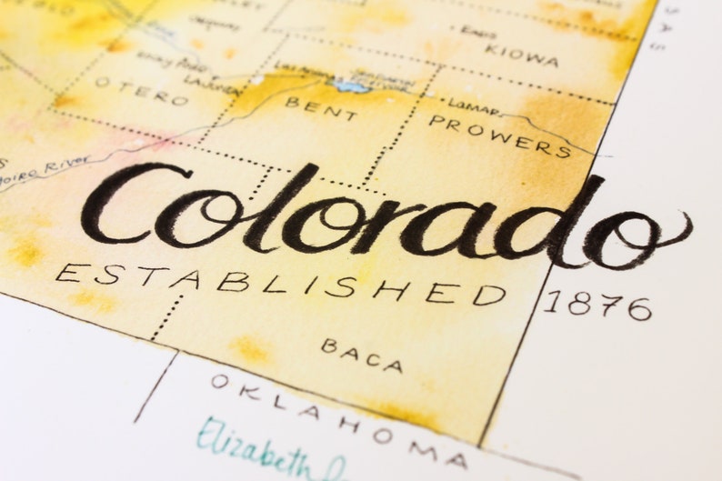 Colorado State Map Watercolor Illustration CO Map County Map | Etsy