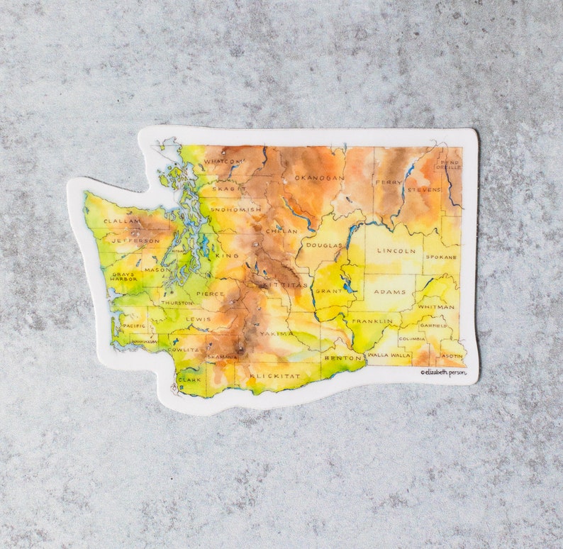 Washington State Sticker State of Washington Seattle Pacific - Etsy