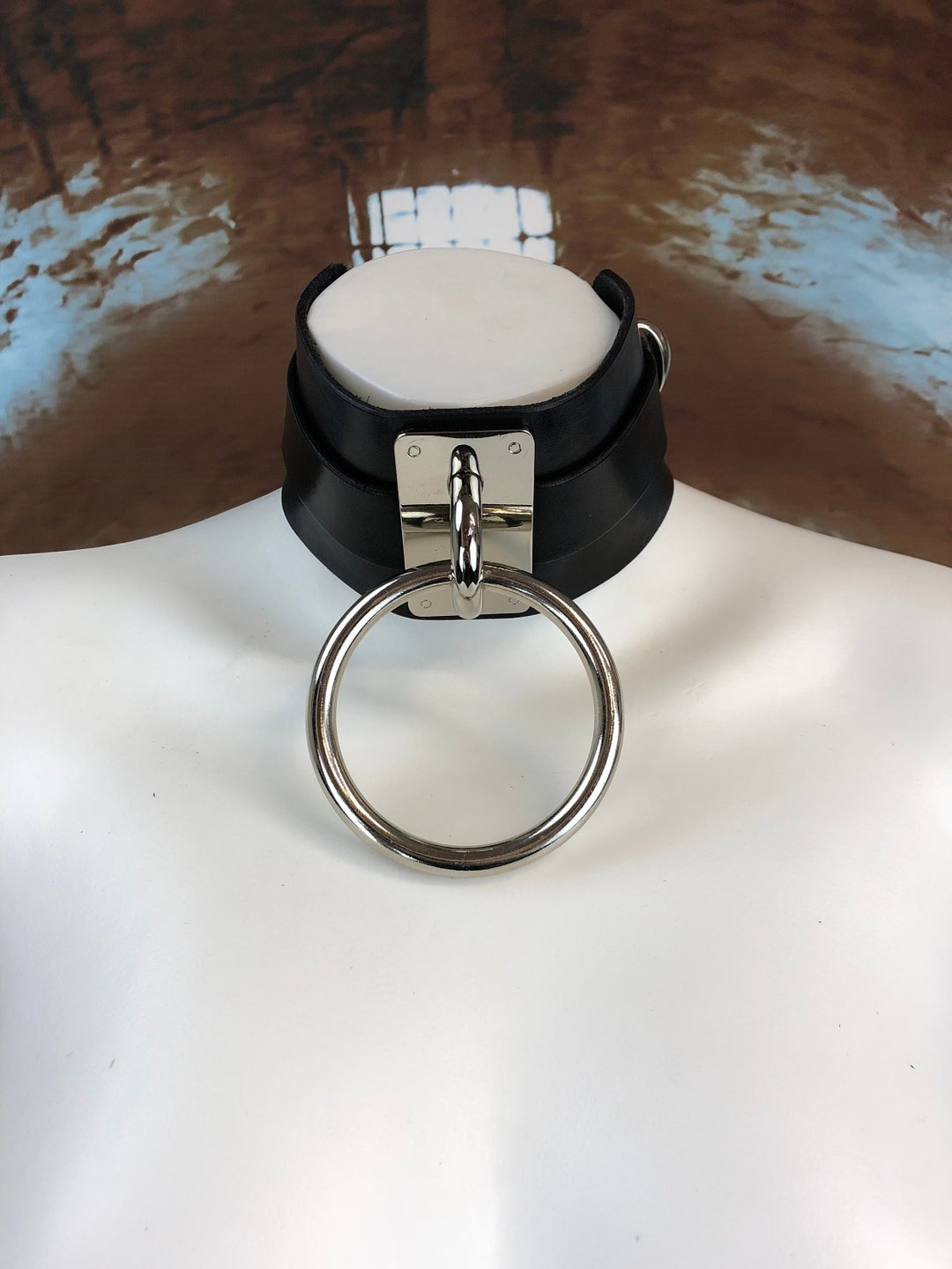 The Dio Collar Hand-dyed Leather Collar Collar With Plate - Etsy