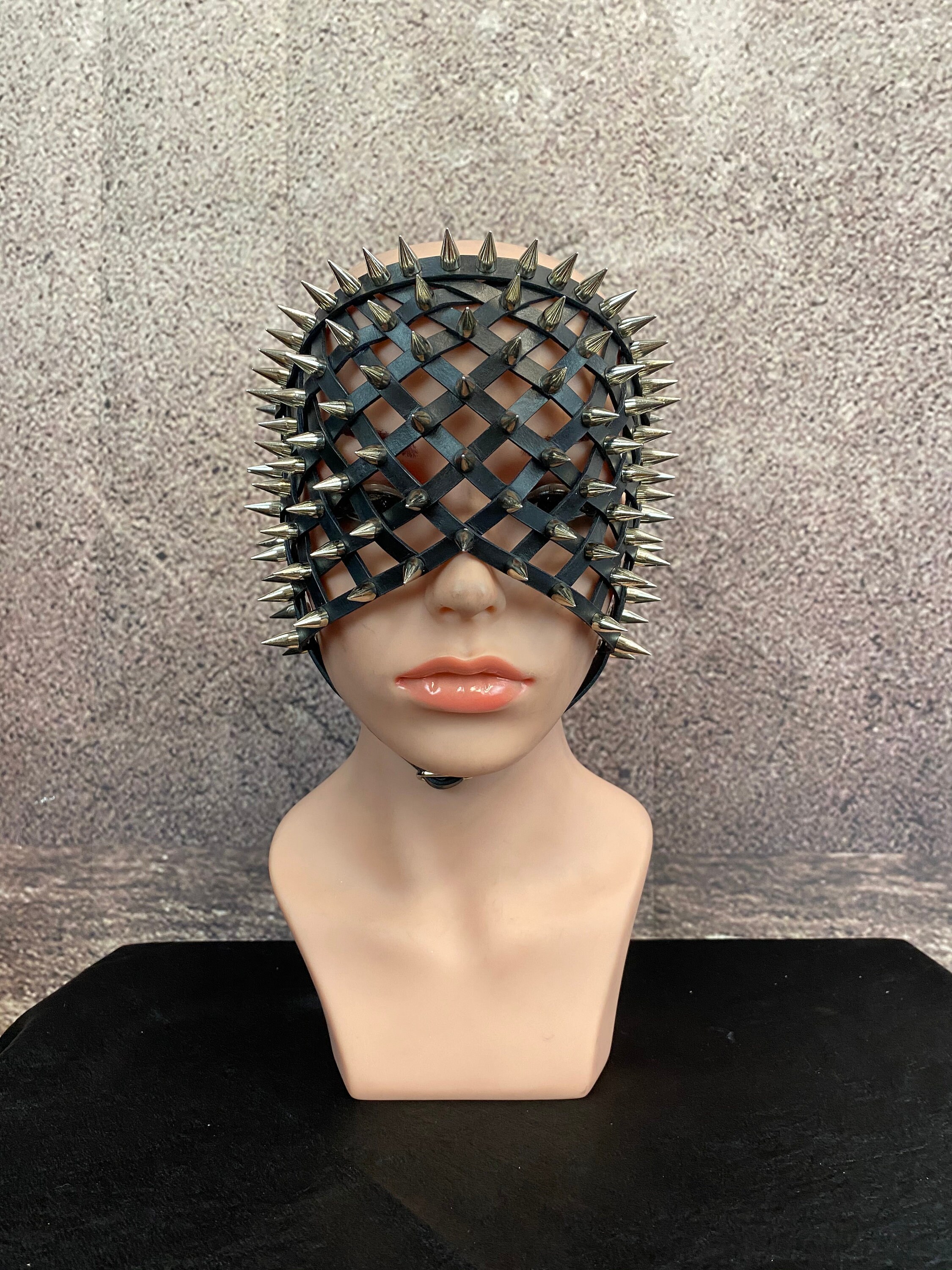 The Hellraiser Spike Eye Mask Leather Mask With Spikes | Etsy