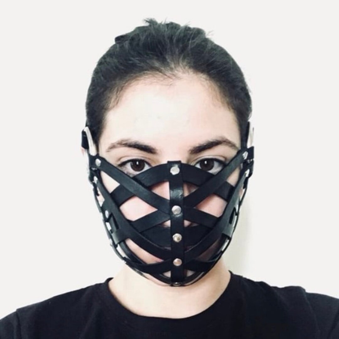 Maiden Duster Half Mask, Leather Mask, Fashion Face Harness, Hand Dyed ...