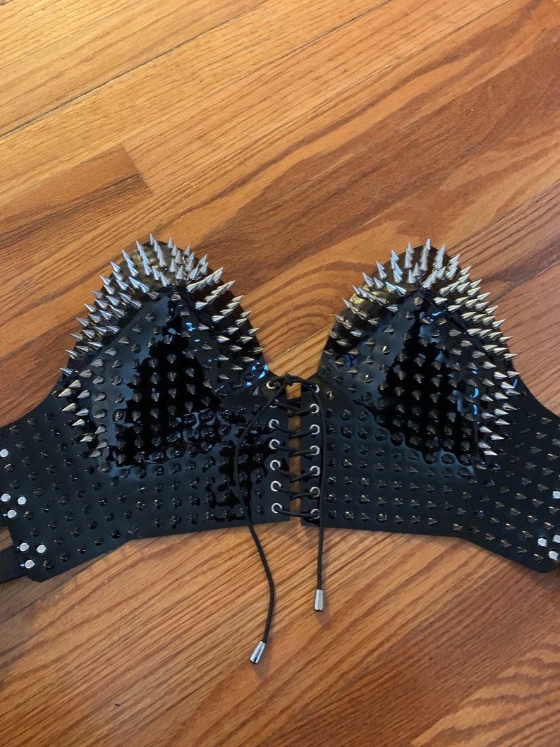 The Lunatic Spiked Bra Leather Bra With Spikes Lace-up | Etsy