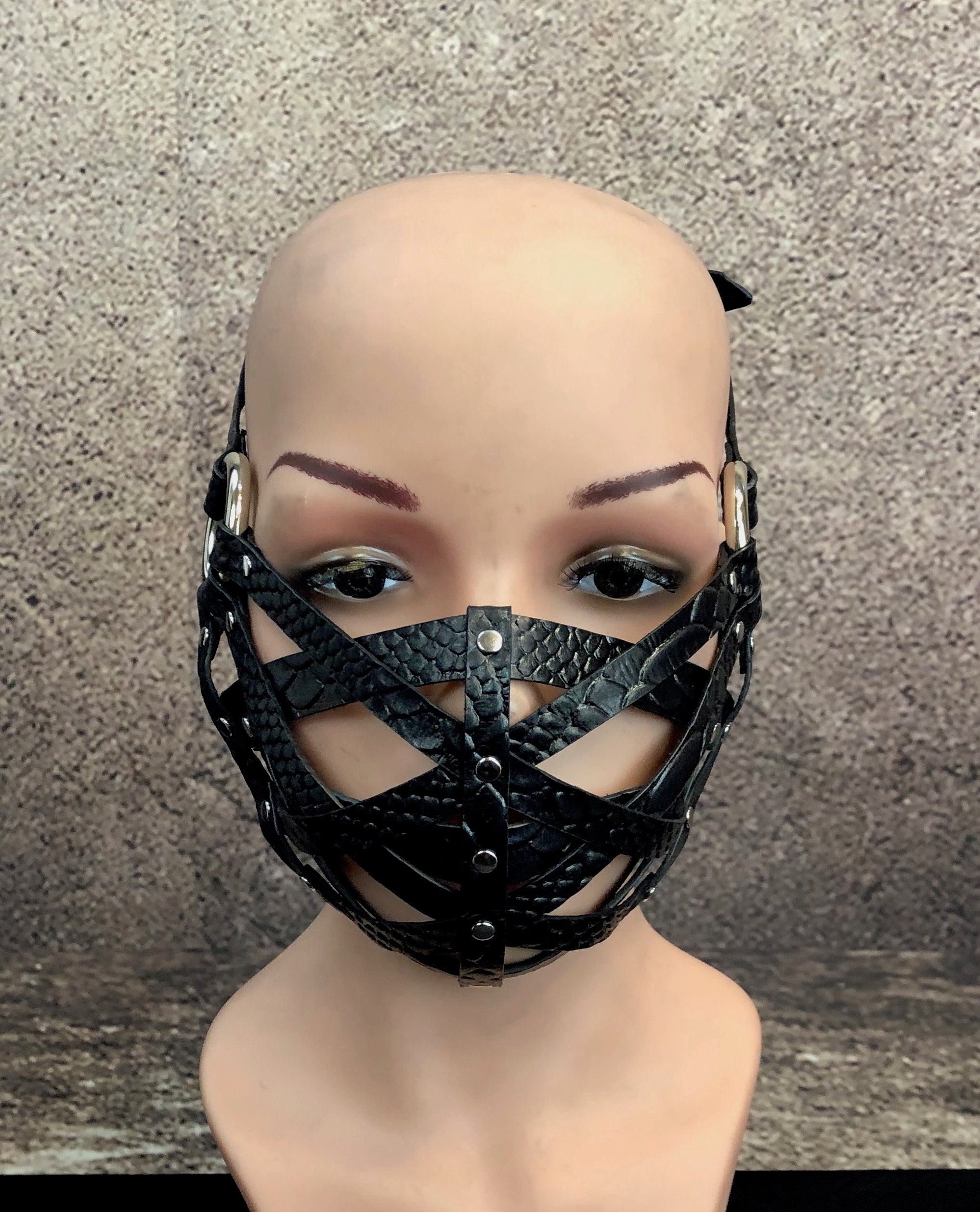 Maiden Duster Half Mask Leather Mask Fashion Face Harness | Etsy