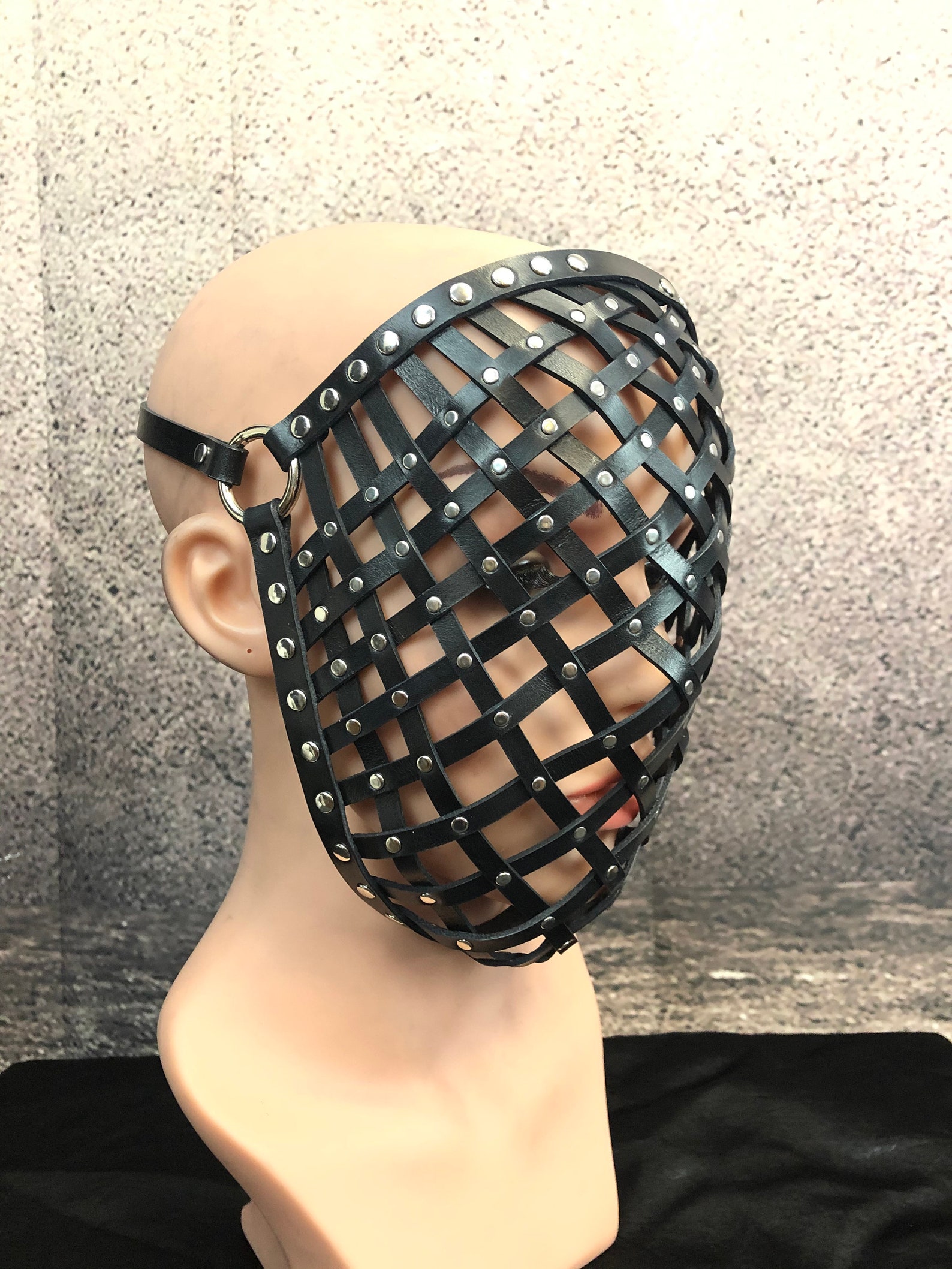 The Hellraiser Leather Full Mask Leather Mask Fashion Face | Etsy