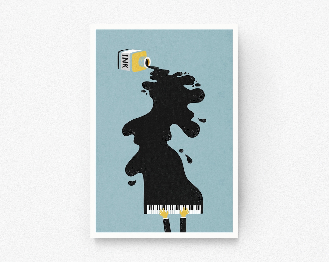 Piano Player, Piano Wall Art, Modern Music Art, Piano Player Gifts ...