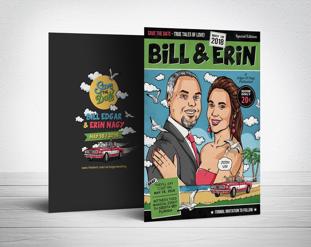 Comic Book Beach Wedding Save the Date (digital Download) - Etsy