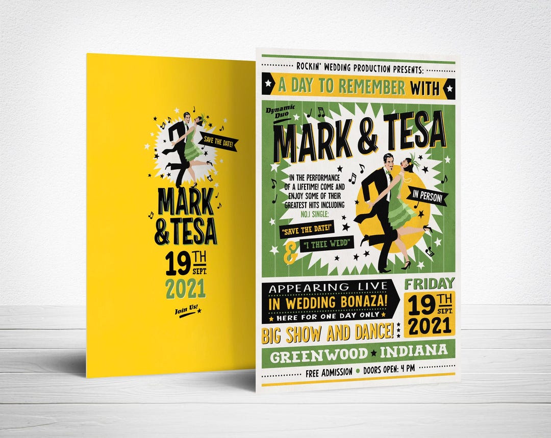 Retro Show Poster Save the Date Template (digital Download) - Etsy