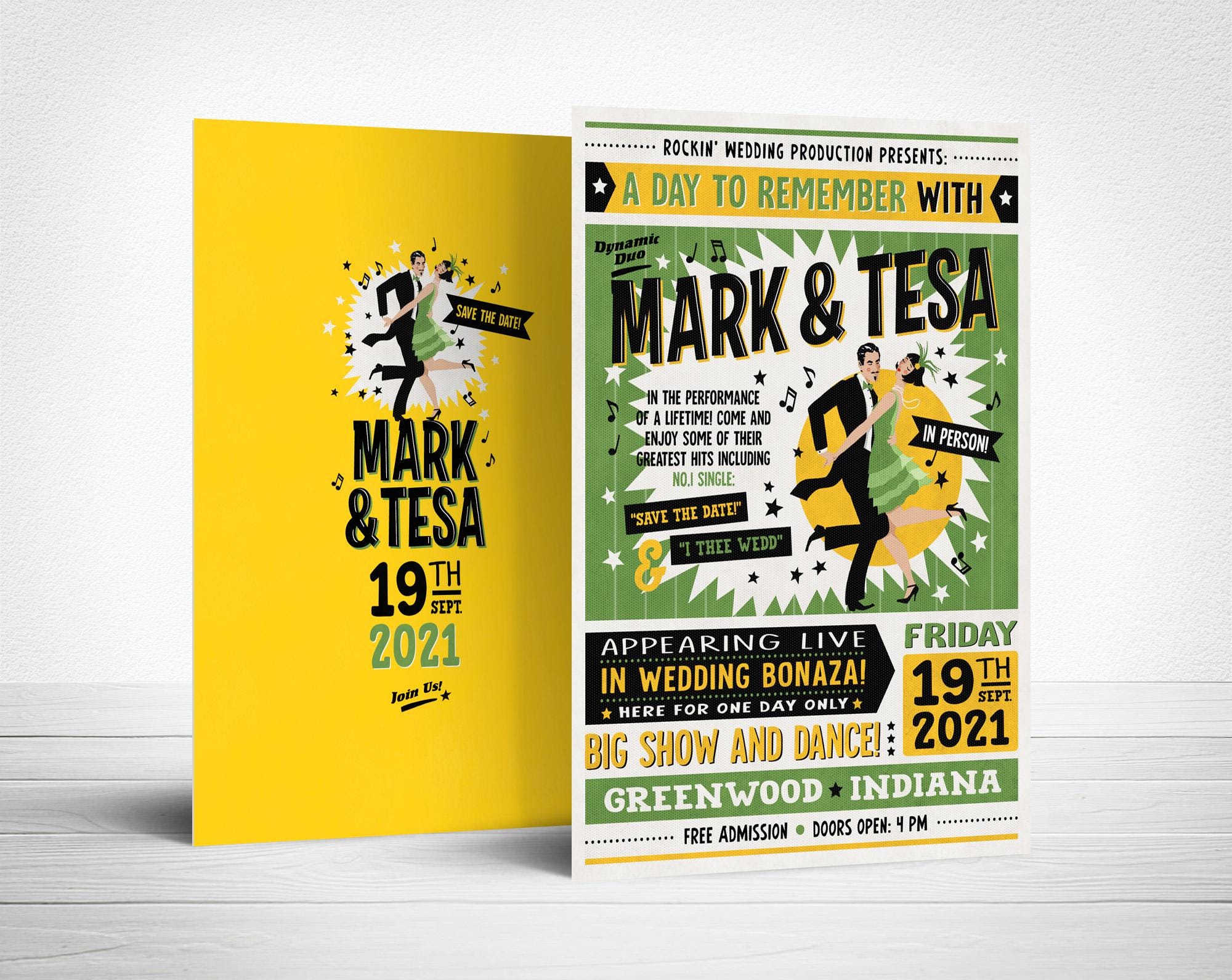 Retro Show Poster Save the Date Template (digital Download) - Etsy