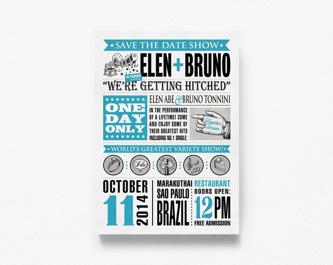 Printable Save the Date, Fun Save the Date, Retro Save the Date, Save ...