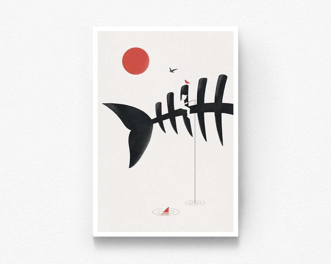 Fishbone Art, Conceptual Wall Art, Minimalist Wall Art, Printable Art ...