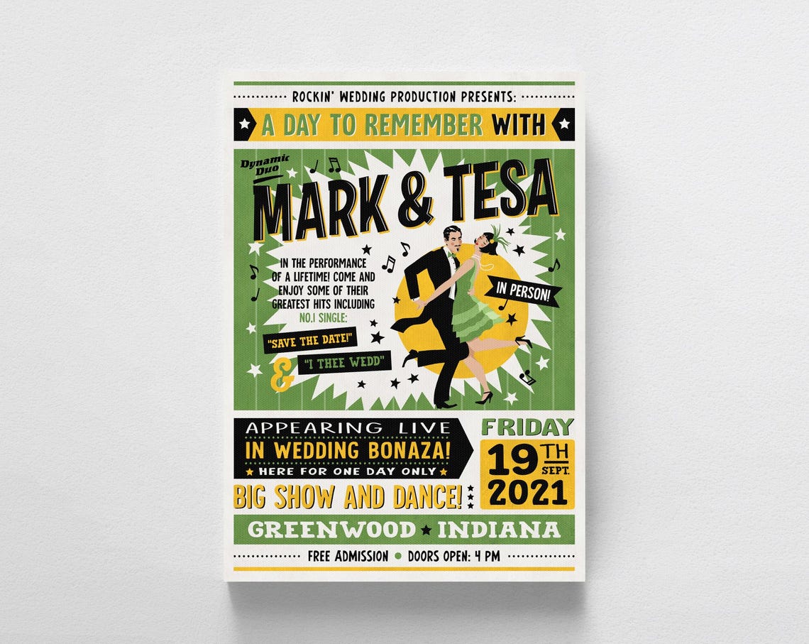 Retro Show Poster Save the Date Template (digital Download) - Etsy