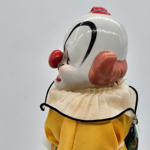 Vintage Circus Clown Doll 12 1/2 Porcelain Head Yellow Metallic Taffeta ...