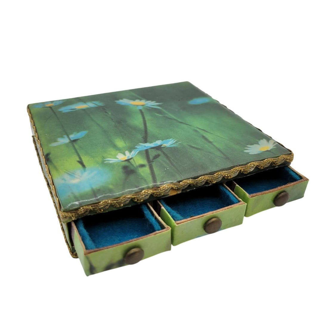 Keepsake Match Box Six Drawers Ceramic Tiles Water Lilies 1960-70s ...