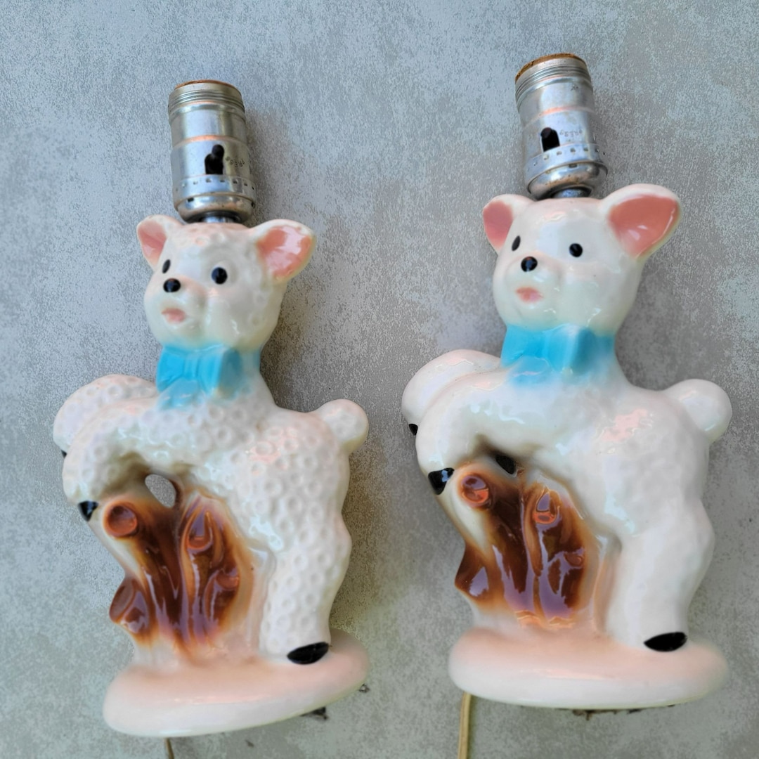 Pair Baby Lamb Nursery Lamps Child's Bedroom1950s Leviton Working - Etsy