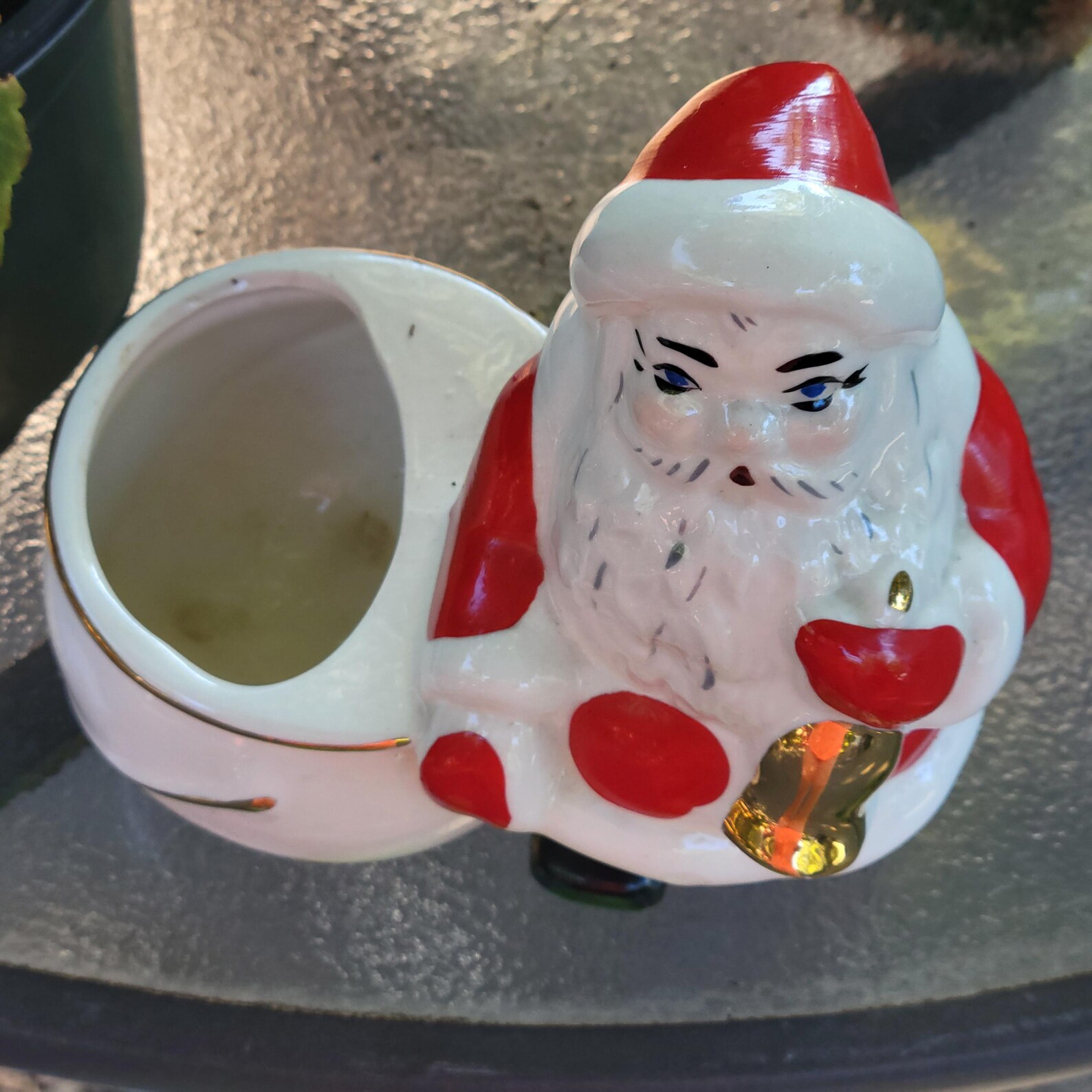 Vintage Santa Claus Planter Christmas Kettle & Bell Ringer Red White - Etsy