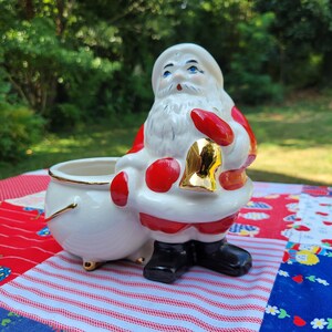 Vintage Santa Claus Planter Christmas Kettle & Bell Ringer Red White - Etsy
