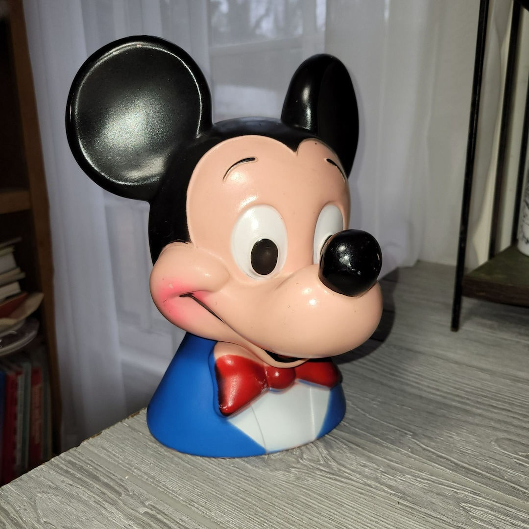 1971 Mickey Mouse Coin Bank 10 1/2 Inch Disney Blow Mold Unbreakable ...