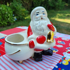 Vintage Santa Claus Planter Christmas Kettle & Bell Ringer Red White - Etsy