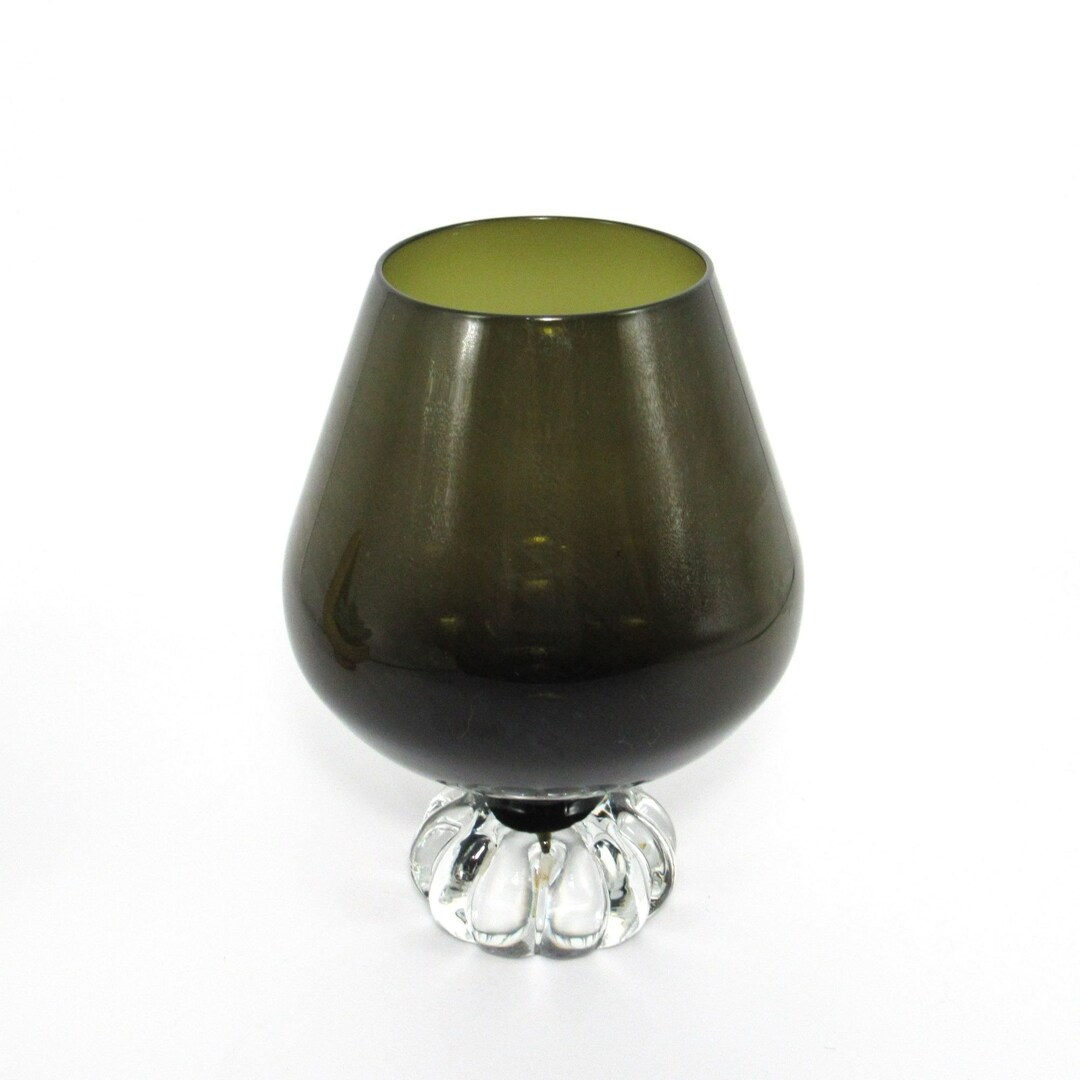 Åseda Sweden Olive Green Brandy Snifter Vase MCM Bo Borgstrom Hand ...