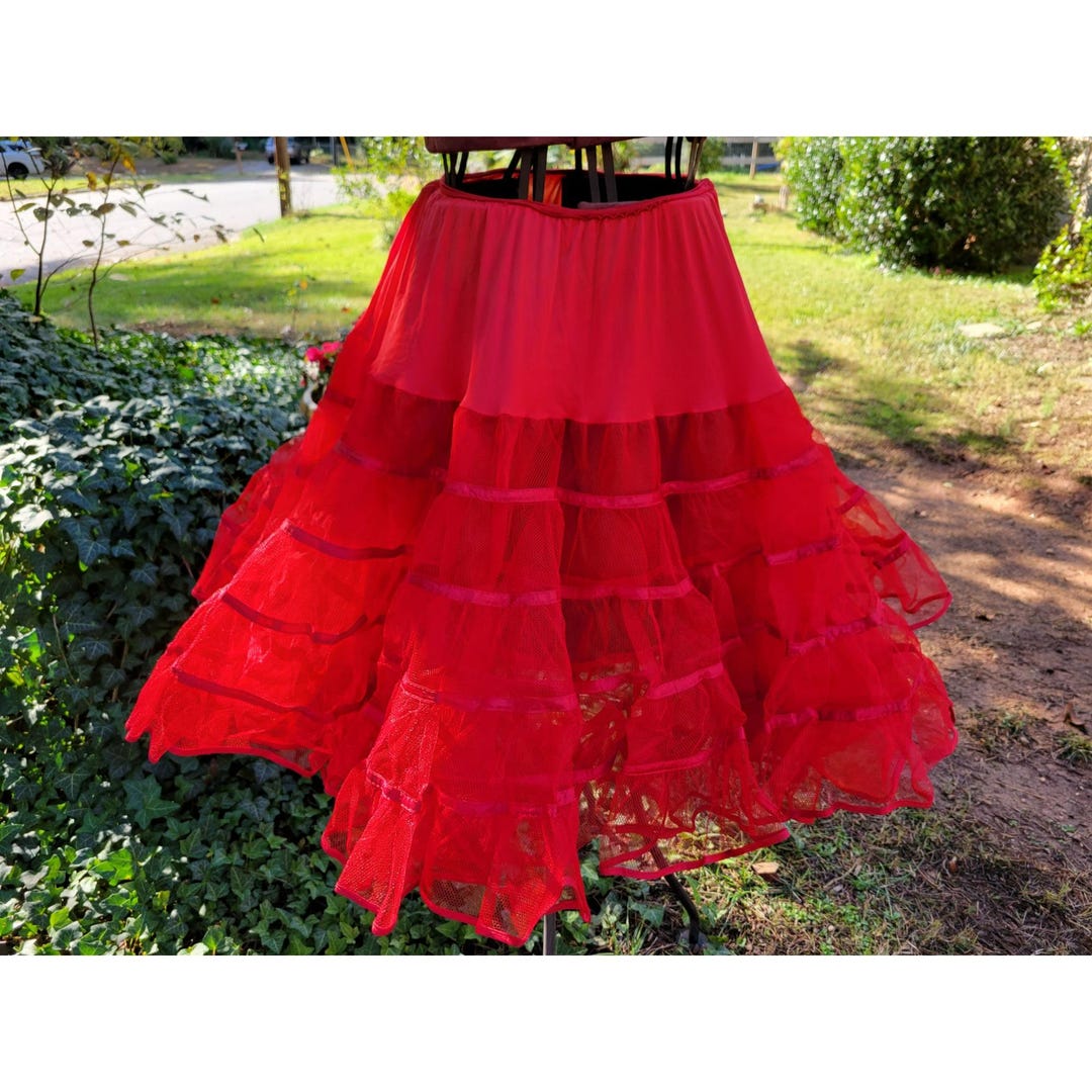 Vintage Flame Red Crinoline Tulle Chiffon Lined Petticoat Medium Needs ...