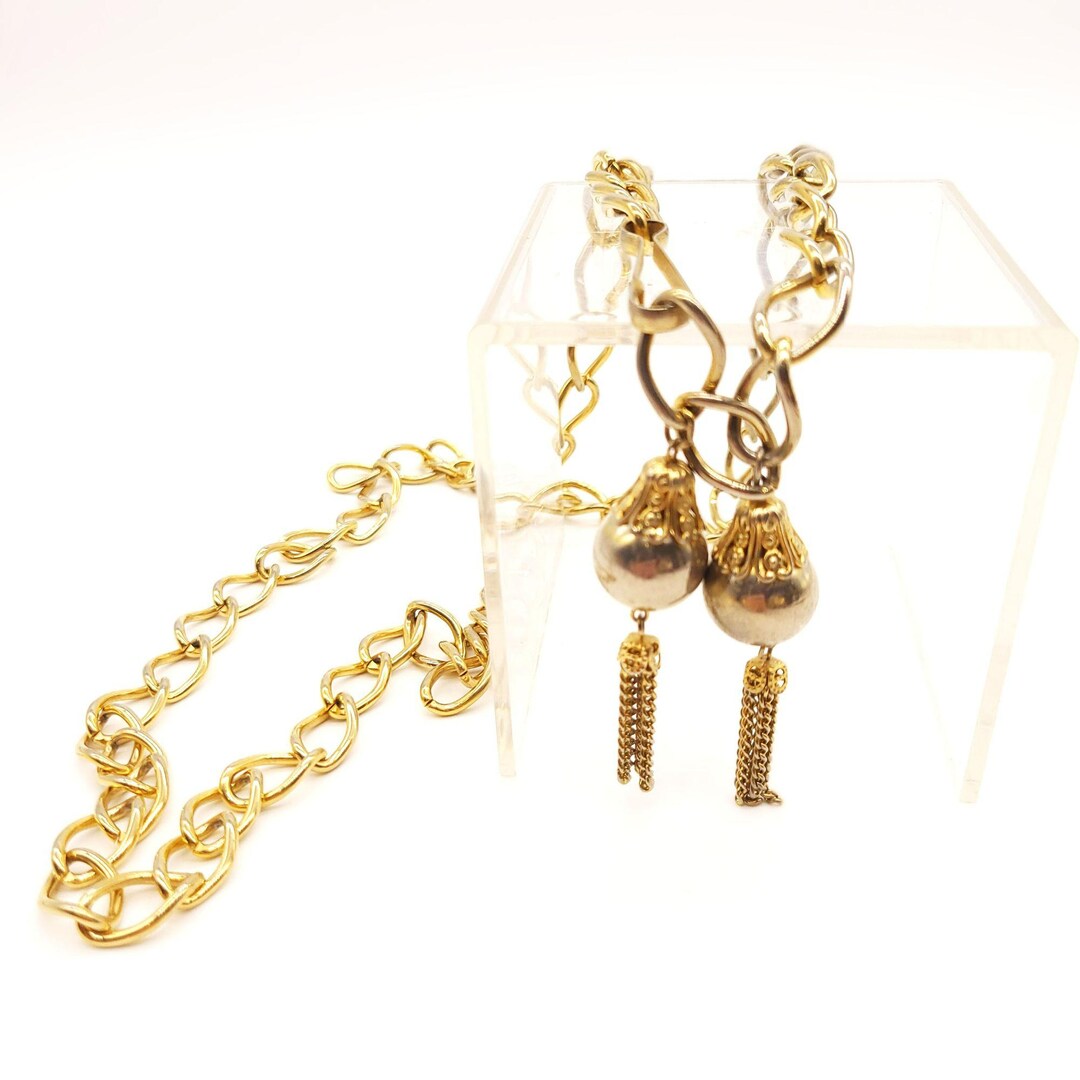 Vintage Unisex Gold Chain Belt With Dangling Balls Silver & Gold ...
