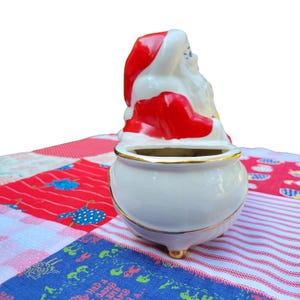 Vintage Santa Claus Planter Christmas Kettle & Bell Ringer Red White - Etsy