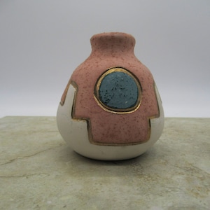 KOPA Vase Native American Pottery Pink Turquoise Blue 22k Gold Mesa ...