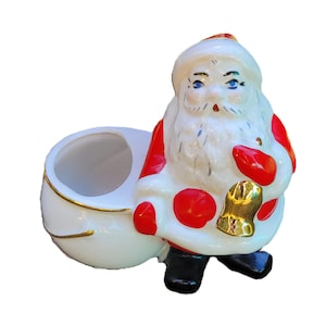 Vintage Santa Claus Planter Christmas Kettle & Bell Ringer Red White - Etsy