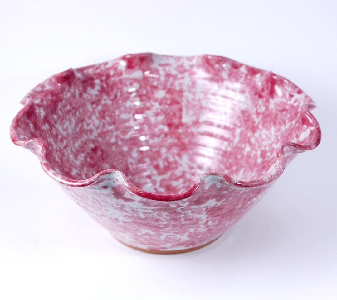 Vintage Pink Splatter Ware Fluted Bowl Terry King King's Pottery ...