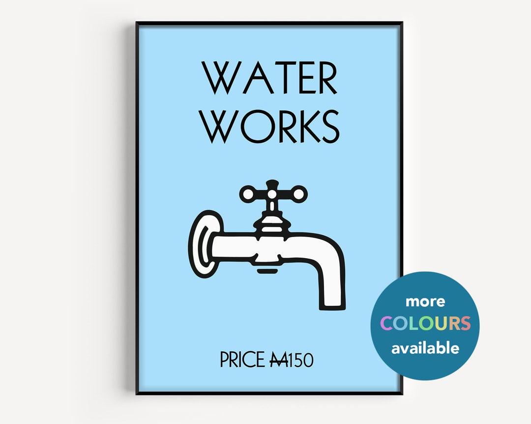 Water Works Monopoly Print Funny Bathroom Prints - Etsy